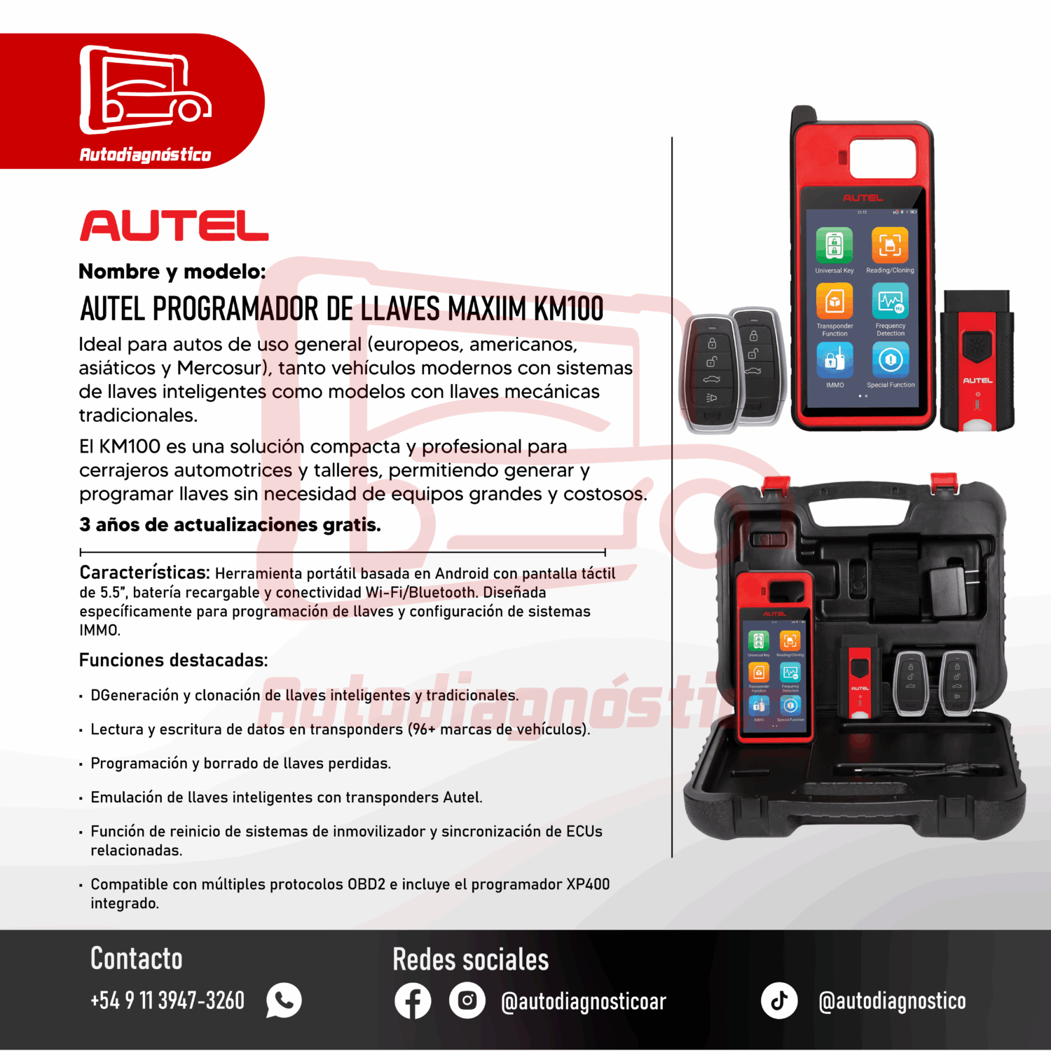 AUTEL MAXIIM KM100 - Escáneres Automotrices