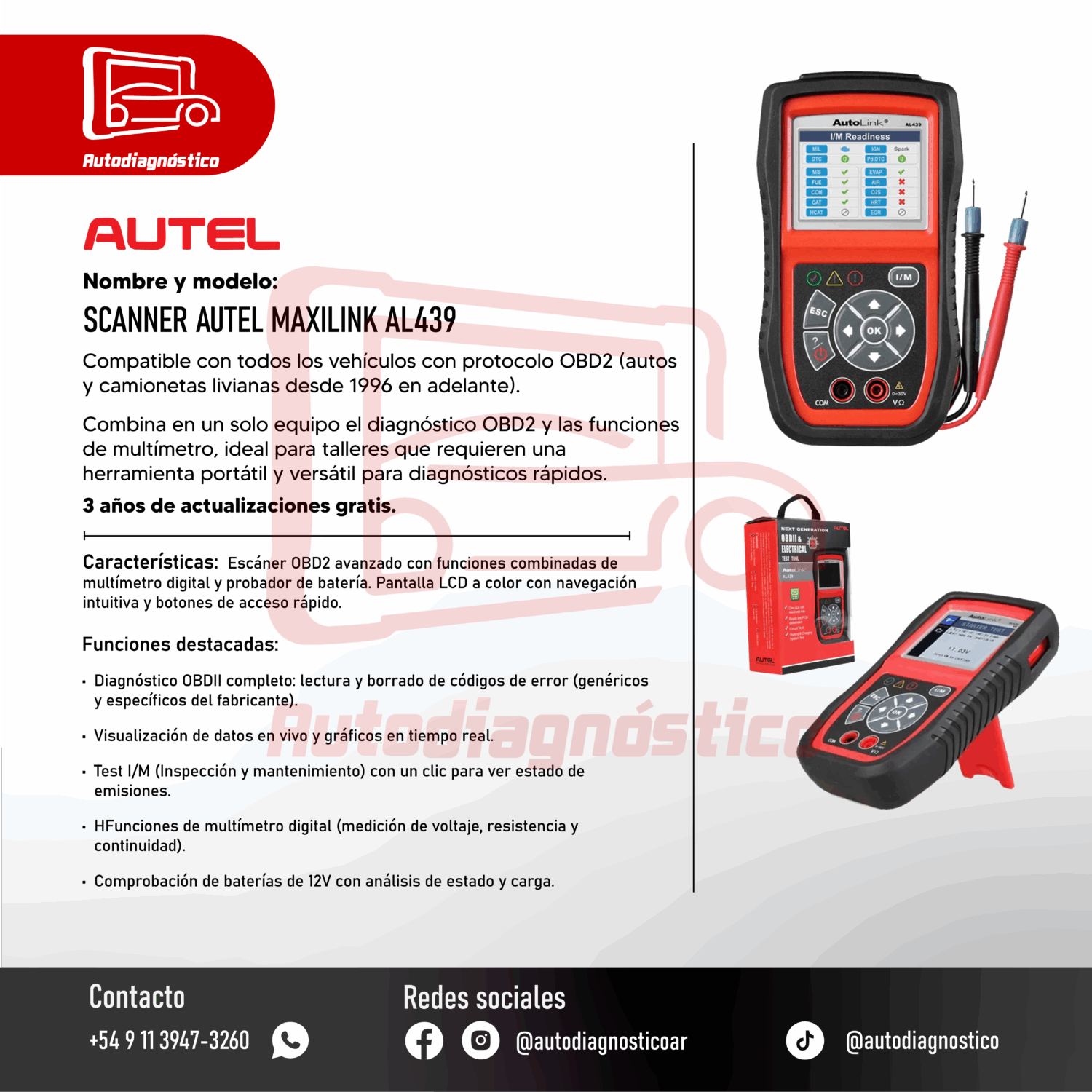 AUTEL AUTOLINK AL439 - Escáneres Automotrices
